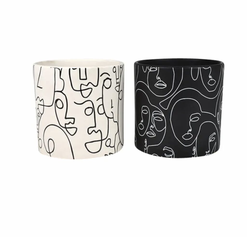 Black n white ceramic pot 10cm X 10cm – LnJ Garden